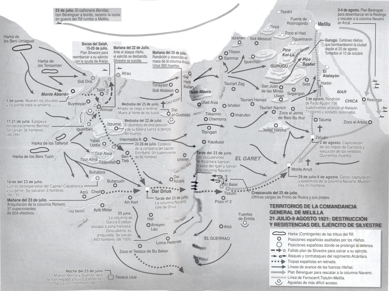 Melilla: Guerra de Marruecos Mapa del Rif Desastre de Annual ...